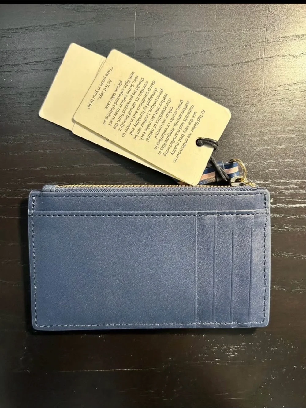 Ted Baker | Bags | Ted Baker Blue Leather Card Zip Wallet Cardholder ...